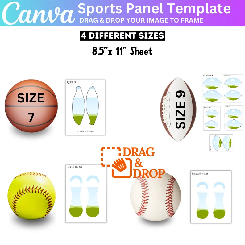 04 Sports Panel Canva Editable Template Bundle, Football Panel Template ...