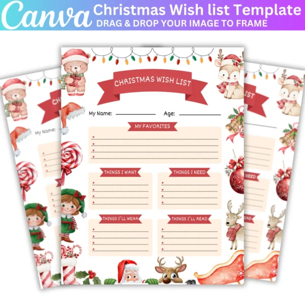 Christmas Wish List Printable, Christmas Favorites List, Letter to ...