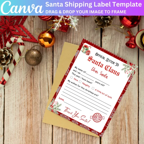 Letter To Santa Canva Template, Kids Letter To Santa, Holiday Printable ...