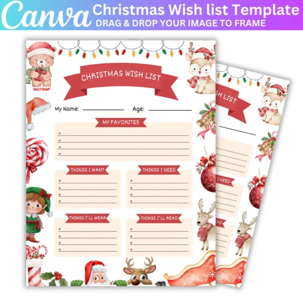 Christmas Wish List Printable, Christmas Favorites List, Letter to ...