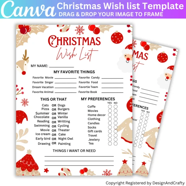 Christmas Wish List Printable, Christmas Favorites List, Letter to ...