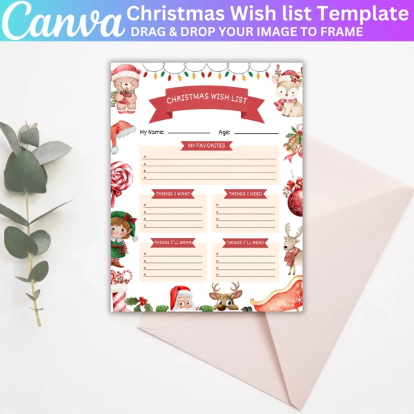 Christmas Wish List Printable, Christmas Favorites List, Letter to ...
