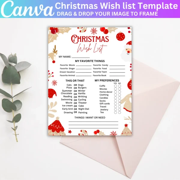 Christmas Wish List Printable, Christmas Favorites List, Letter to ...